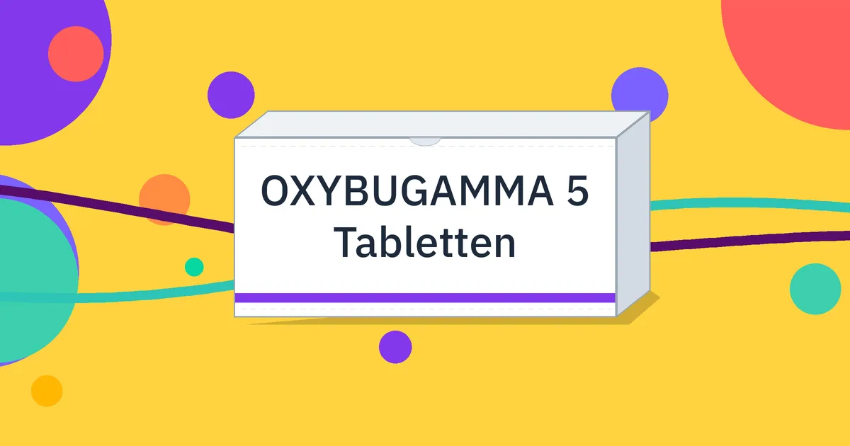 Symbolbild: Packung mit der Aufschrift OXYBUGAMMA 5 Tabletten (PZN 00106951) – Verfügbarkeit und Bezug in Apotheken in Frankfurt am Main