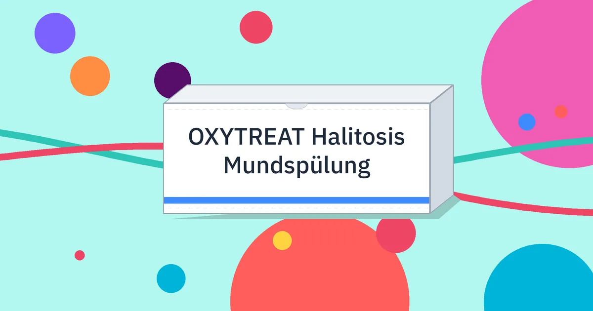 Symbolbild: Packung mit der Aufschrift OXYTREAT Halitosis Mundspülung (PZN 18717879) – Verfügbarkeit und Bezug in Apotheken in Frankfurt am Main