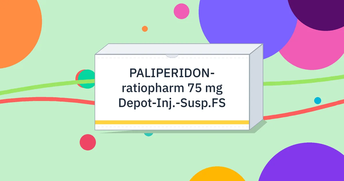Symbolbild: Packung mit der Aufschrift PALIPERIDON-ratiopharm 75 mg Depot-Inj.-Susp.FS (PZN 20719348) – Verfügbarkeit und Bezug in Apotheken in Frankfurt am Main