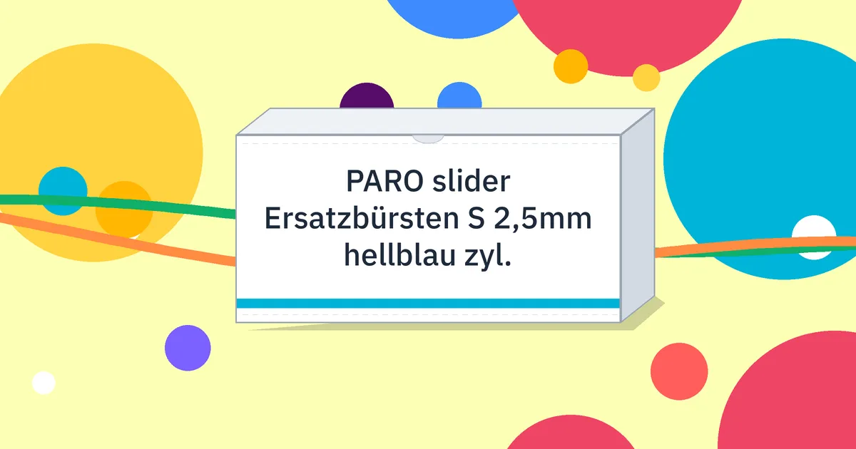 Symbolbild: Packung mit der Aufschrift PARO slider Ersatzbürsten S 2,5mm hellblau zyl. (PZN 17373047) – Verfügbarkeit und Bezug in Apotheken in Frankfurt am Main