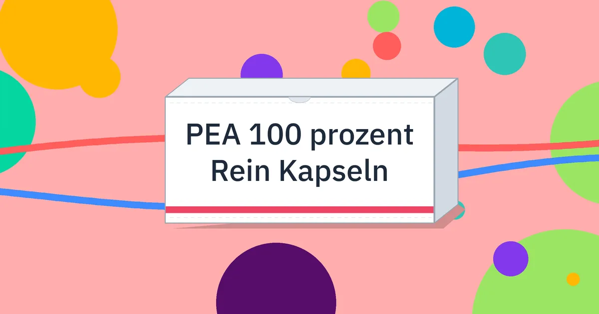 Symbolbild: Packung mit der Aufschrift PEA 100 prozent Rein Kapseln (PZN 17890446) – Verfügbarkeit und Bezug in Apotheken in Frankfurt am Main