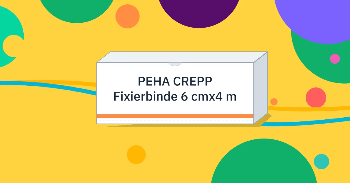 Symbolbild: Packung mit der Aufschrift PEHA CREPP Fixierbinde 6 cmx4 m (PZN 18100179) – Verfügbarkeit und Bezug in Apotheken in Frankfurt am Main