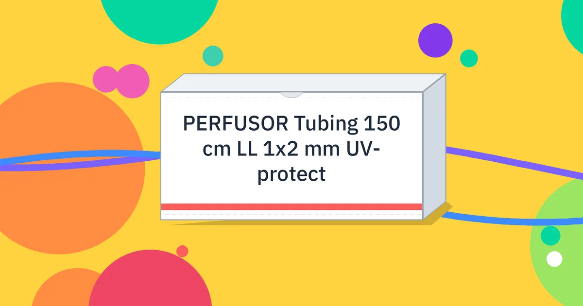 Symbolbild: Packung mit der Aufschrift PERFUSOR Tubing 150 cm LL 1x2 mm UV-protect (PZN 09915505) – Verfügbarkeit und Bezug in Apotheken in Frankfurt am Main