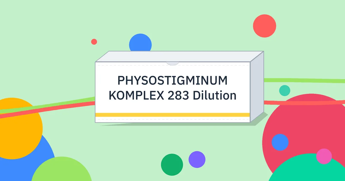 Symbolbild: Packung mit der Aufschrift PHYSOSTIGMINUM KOMPLEX 283 Dilution (PZN 01013223) – Verfügbarkeit und Bezug in Apotheken in Frankfurt am Main