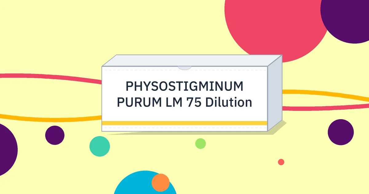 Symbolbild: Packung mit der Aufschrift PHYSOSTIGMINUM PURUM LM 75 Dilution (PZN 13036086) – Verfügbarkeit und Bezug in Apotheken in Frankfurt am Main