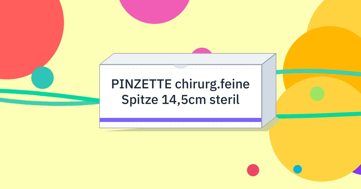 Symbolbild: Packung mit der Aufschrift PINZETTE chirurg.feine Spitze 14,5cm steril (PZN 19978412) – Verfügbarkeit und Bezug in Apotheken in Frankfurt am Main