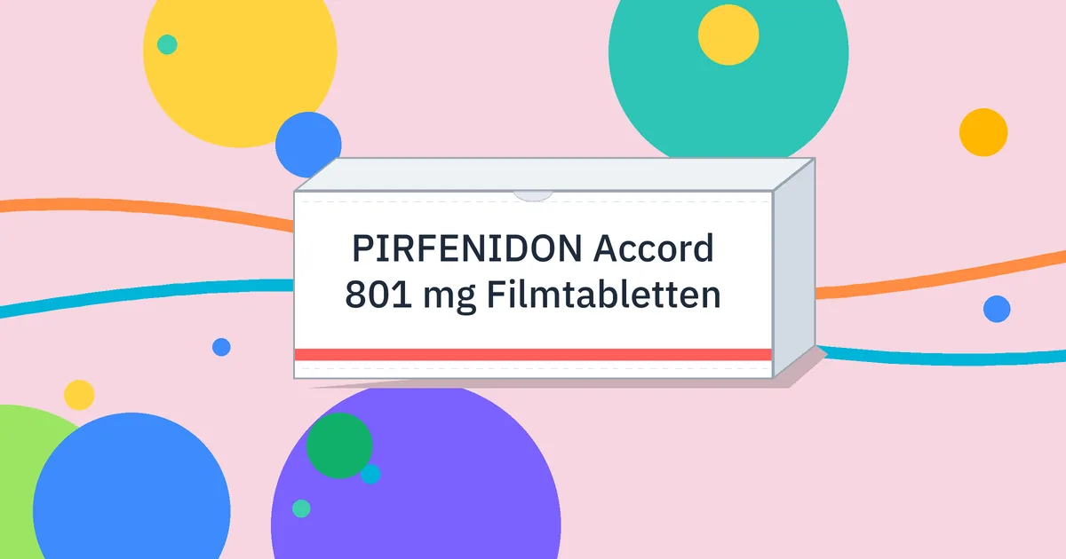 Symbolbild: Packung mit der Aufschrift PIRFENIDON Accord 801 mg Filmtabletten (PZN 18220251) – Verfügbarkeit und Bezug in Apotheken in Frankfurt am Main