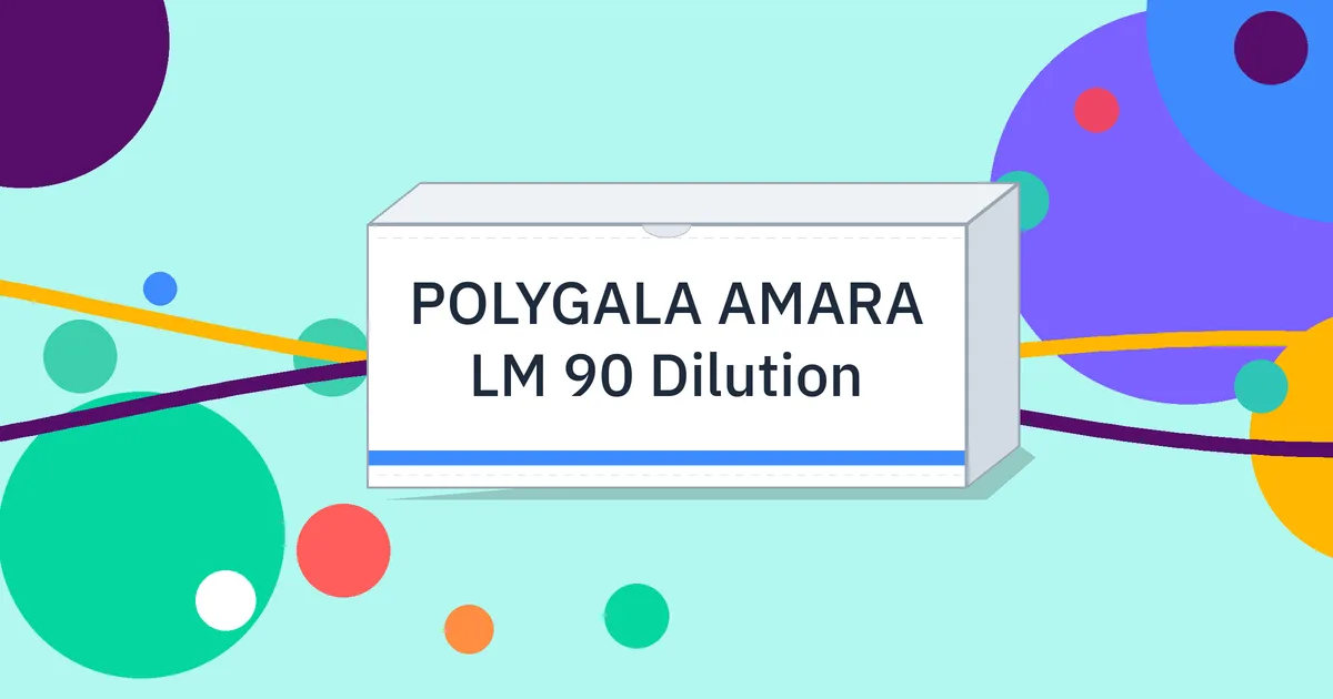 Symbolbild: Packung mit der Aufschrift POLYGALA AMARA LM 90 Dilution (PZN 13661743) – Verfügbarkeit und Bezug in Apotheken in Frankfurt am Main