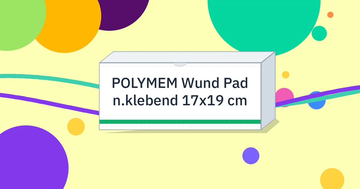 Symbolbild: Packung mit der Aufschrift POLYMEM Wund Pad n.klebend 17x19 cm (PZN 16784328) – Verfügbarkeit und Bezug in Apotheken in Frankfurt am Main