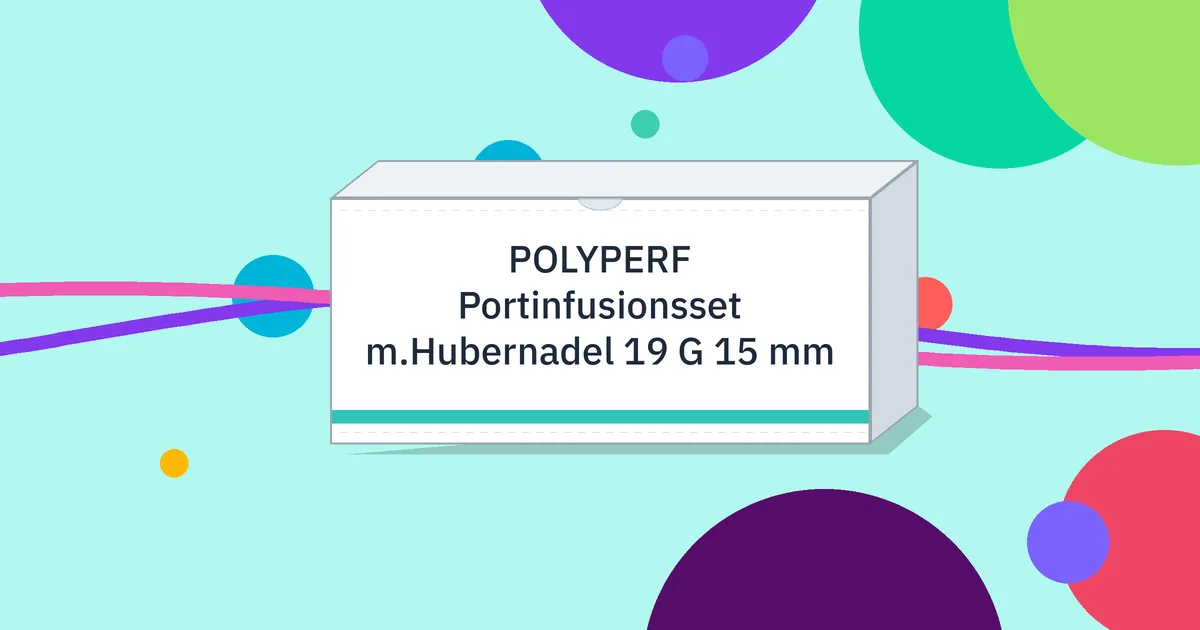 Symbolbild: Packung mit der Aufschrift POLYPERF Portinfusionsset m.Hubernadel 19 G 15 mm (PZN 17527964) – Verfügbarkeit und Bezug in Apotheken in Frankfurt am Main
