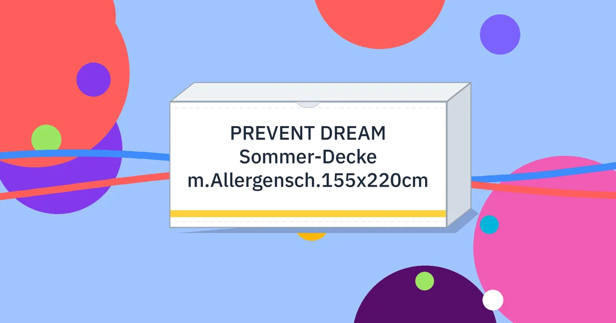 Symbolbild: Packung mit der Aufschrift PREVENT DREAM Sommer-Decke m.Allergensch.155x220cm (PZN 13423713) – Verfügbarkeit und Bezug in Apotheken in Frankfurt am Main