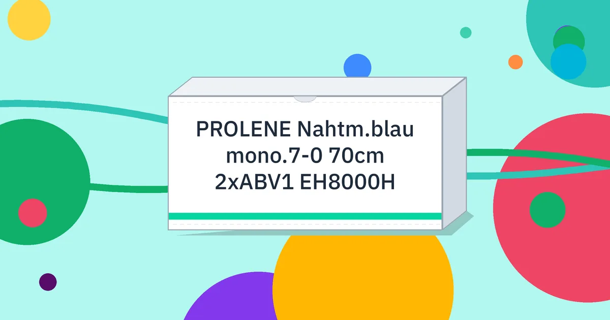 Symbolbild: Packung mit der Aufschrift PROLENE Nahtm.blau mono.7-0 70cm 2xABV1 EH8000H (PZN 20897794) – Verfügbarkeit und Bezug in Apotheken in Frankfurt am Main