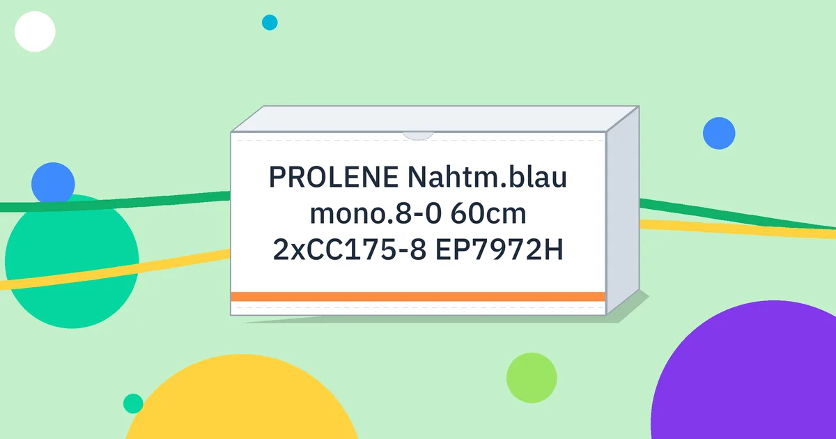 Symbolbild: Packung mit der Aufschrift PROLENE Nahtm.blau mono.8-0 60cm 2xCC175-8 EP7972H (PZN 20855620) – Verfügbarkeit und Bezug in Apotheken in Frankfurt am Main