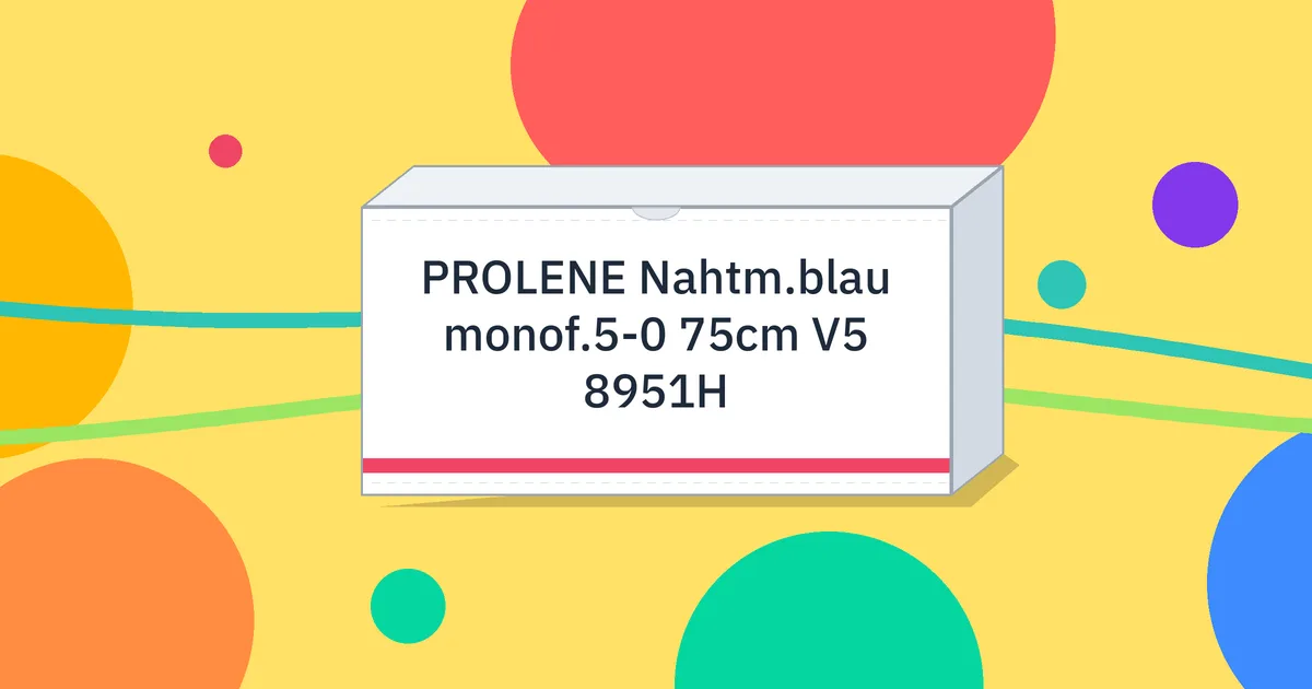 Symbolbild: Packung mit der Aufschrift PROLENE Nahtm.blau monof.5-0 75cm V5 8951H (PZN 16256049) – Verfügbarkeit und Bezug in Apotheken in Frankfurt am Main