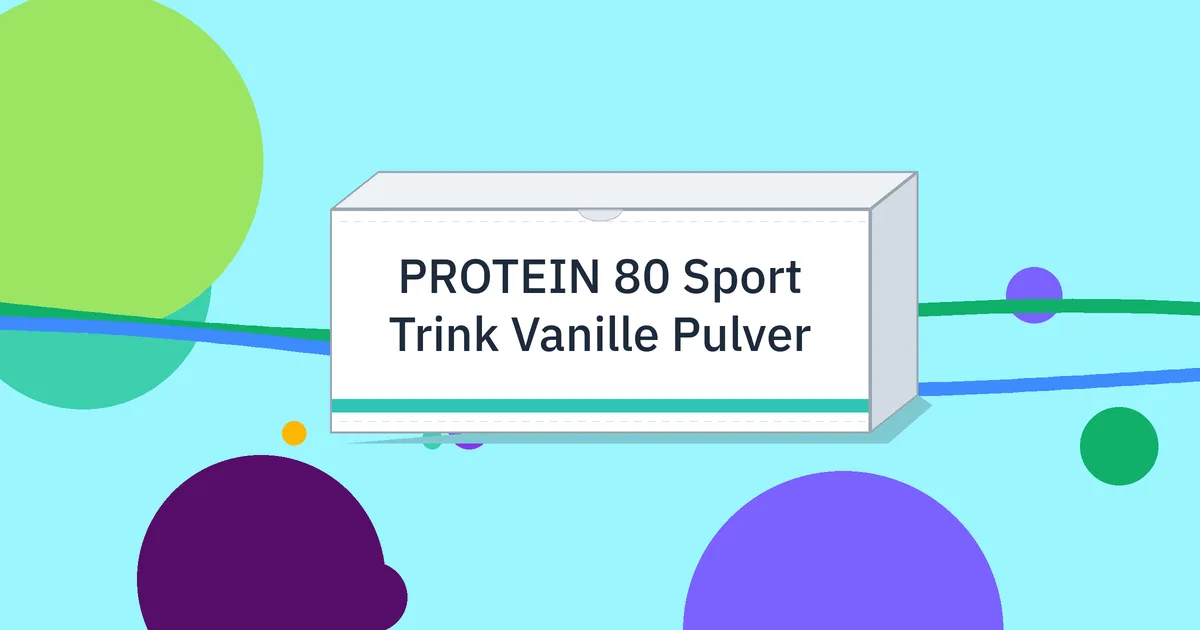 Symbolbild: Packung mit der Aufschrift PROTEIN 80 Sport Trink Vanille Pulver (PZN 07135447) – Verfügbarkeit und Bezug in Apotheken in Frankfurt am Main