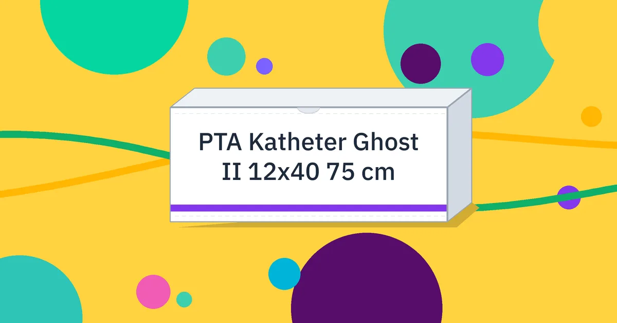 Symbolbild: Packung mit der Aufschrift PTA Katheter Ghost II 12x40 75 cm (PZN 00140014) – Verfügbarkeit und Bezug in Apotheken in Frankfurt am Main