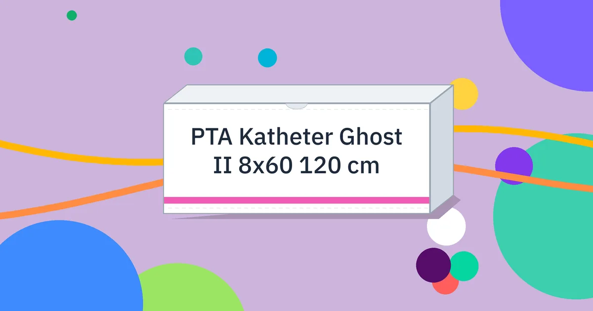 Symbolbild: Packung mit der Aufschrift PTA Katheter Ghost II 8x60 120 cm (PZN 00111107) – Verfügbarkeit und Bezug in Apotheken in Frankfurt am Main