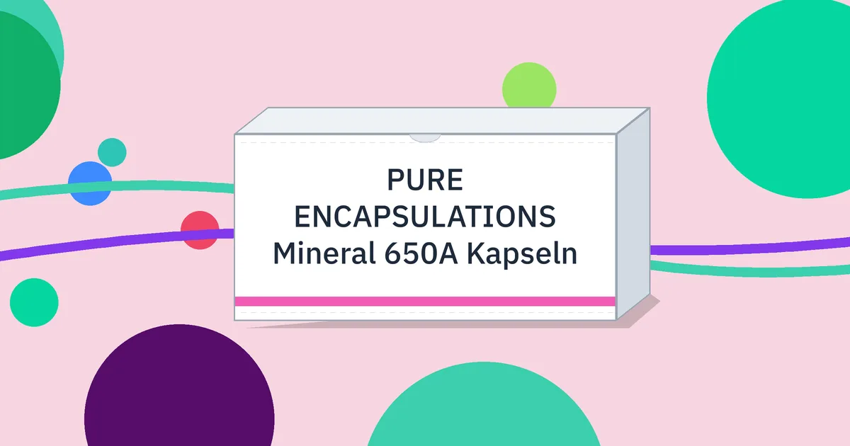 Symbolbild: Packung mit der Aufschrift PURE ENCAPSULATIONS Mineral 650A Kapseln (PZN 05133527) – Verfügbarkeit und Bezug in Apotheken in Frankfurt am Main