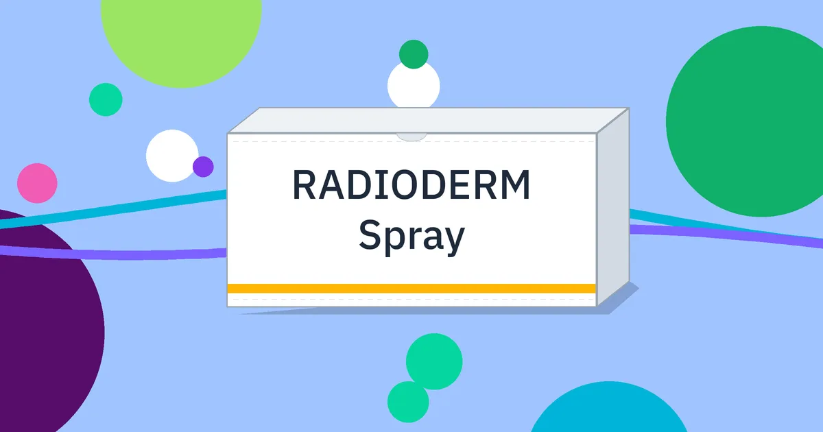 Symbolbild: Packung mit der Aufschrift RADIODERM Spray (PZN 17878190) – Verfügbarkeit und Bezug in Apotheken in Frankfurt am Main