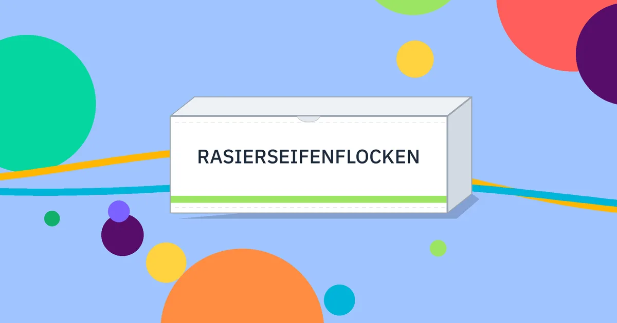 Symbolbild: Packung mit der Aufschrift RASIERSEIFENFLOCKEN (PZN 17246745) – Verfügbarkeit und Bezug in Apotheken in Frankfurt am Main
