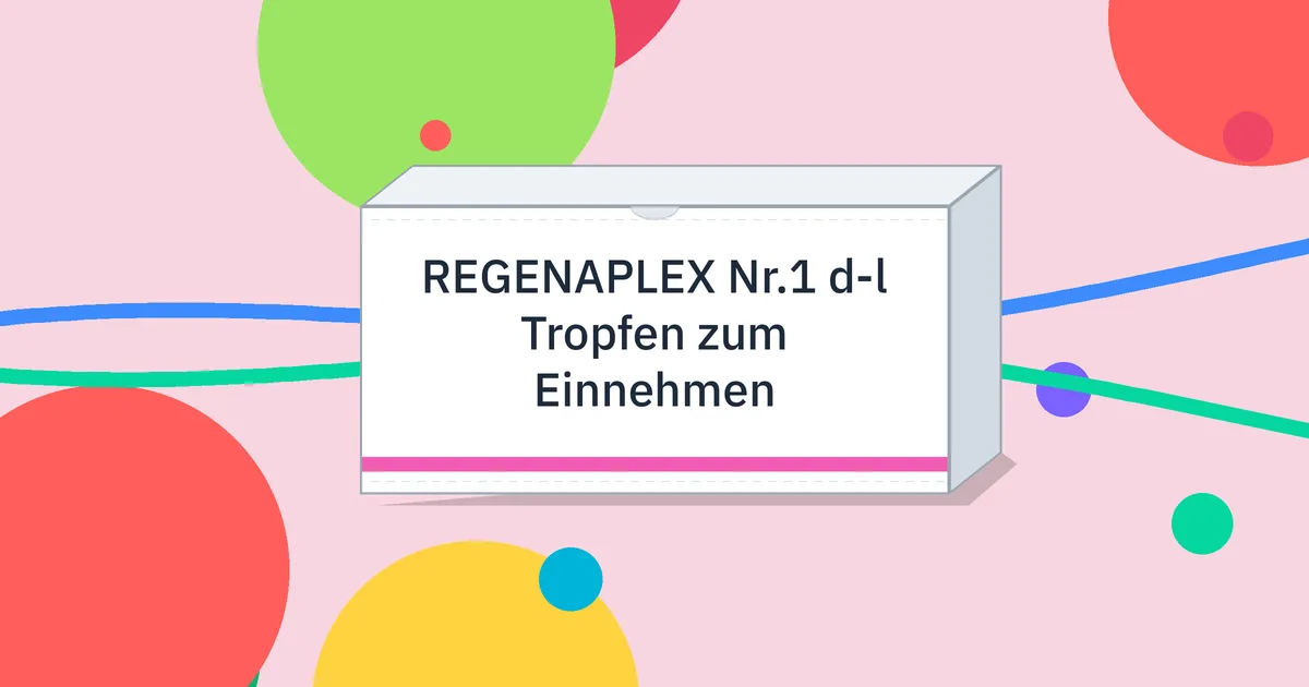 Symbolbild: Packung mit der Aufschrift REGENAPLEX Nr.1 d-l Tropfen zum Einnehmen (PZN 06456592) – Verfügbarkeit und Bezug in Apotheken in Frankfurt am Main