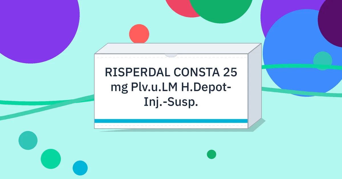 Symbolbild: Packung mit der Aufschrift RISPERDAL CONSTA 25 mg Plv.u.LM H.Depot-Inj.-Susp. (PZN 09770998) – Verfügbarkeit und Bezug in Apotheken in Frankfurt am Main