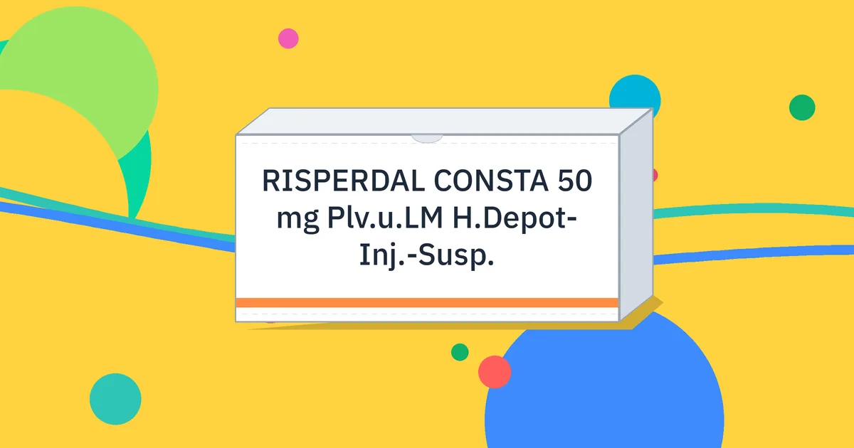 Symbolbild: Packung mit der Aufschrift RISPERDAL CONSTA 50 mg Plv.u.LM H.Depot-Inj.-Susp. (PZN 11479738) – Verfügbarkeit und Bezug in Apotheken in Frankfurt am Main