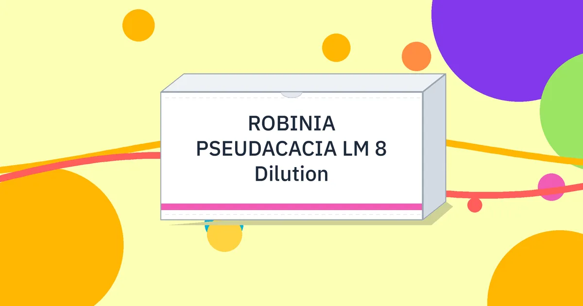 Symbolbild: Packung mit der Aufschrift ROBINIA PSEUDACACIA LM 8 Dilution (PZN 13054842) – Verfügbarkeit und Bezug in Apotheken in Frankfurt am Main