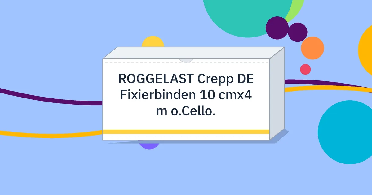 Symbolbild: Packung mit der Aufschrift ROGGELAST Crepp DE Fixierbinden 10 cmx4 m o.Cello. (PZN 18375491) – Verfügbarkeit und Bezug in Apotheken in Frankfurt am Main