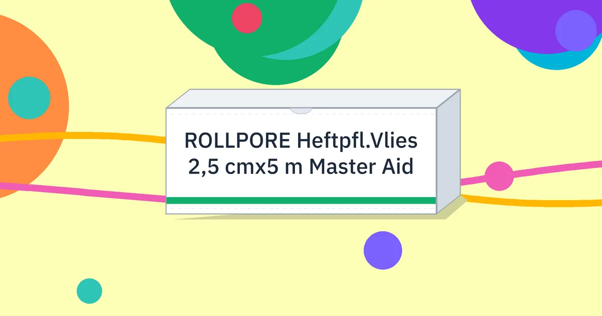Symbolbild: Packung mit der Aufschrift ROLLPORE Heftpfl.Vlies 2,5 cmx5 m Master Aid (PZN 20128802) – Verfügbarkeit und Bezug in Apotheken in Frankfurt am Main