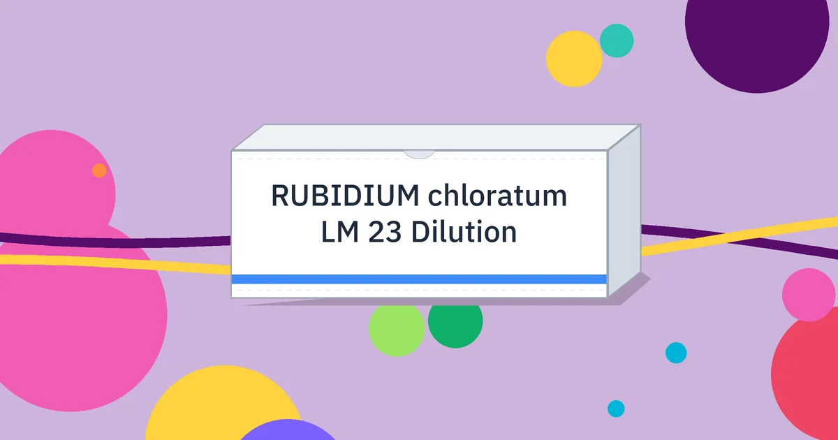 Symbolbild: Packung mit der Aufschrift RUBIDIUM chloratum LM 23 Dilution (PZN 13171967) – Verfügbarkeit und Bezug in Apotheken in Frankfurt am Main
