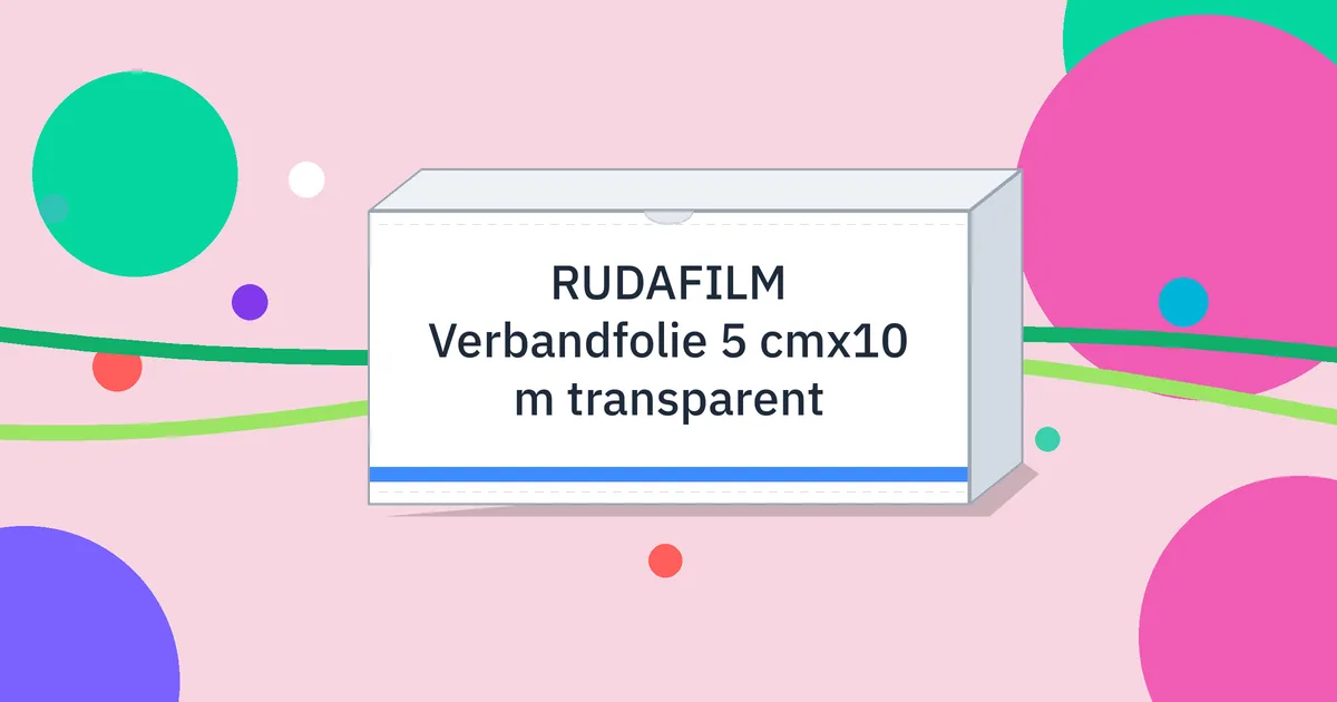 Symbolbild: Packung mit der Aufschrift RUDAFILM Verbandfolie 5 cmx10 m transparent (PZN 15879558) – Verfügbarkeit und Bezug in Apotheken in Frankfurt am Main