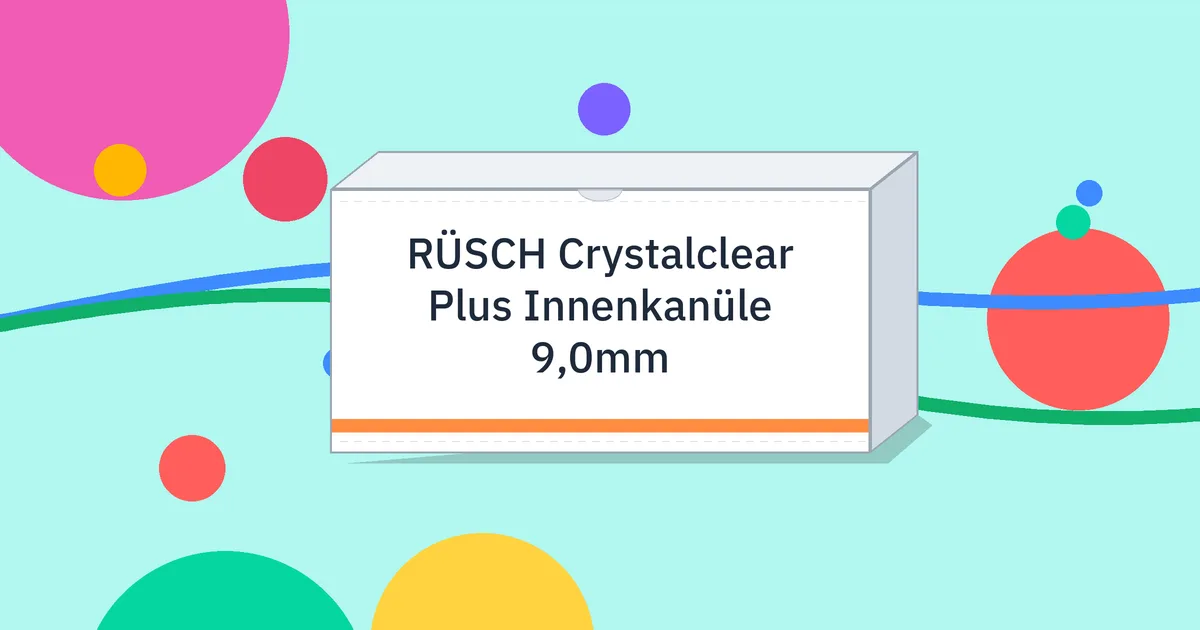 Symbolbild: Packung mit der Aufschrift RÜSCH Crystalclear Plus Innenkanüle 9,0mm (PZN 03434360) – Verfügbarkeit und Bezug in Apotheken in Frankfurt am Main
