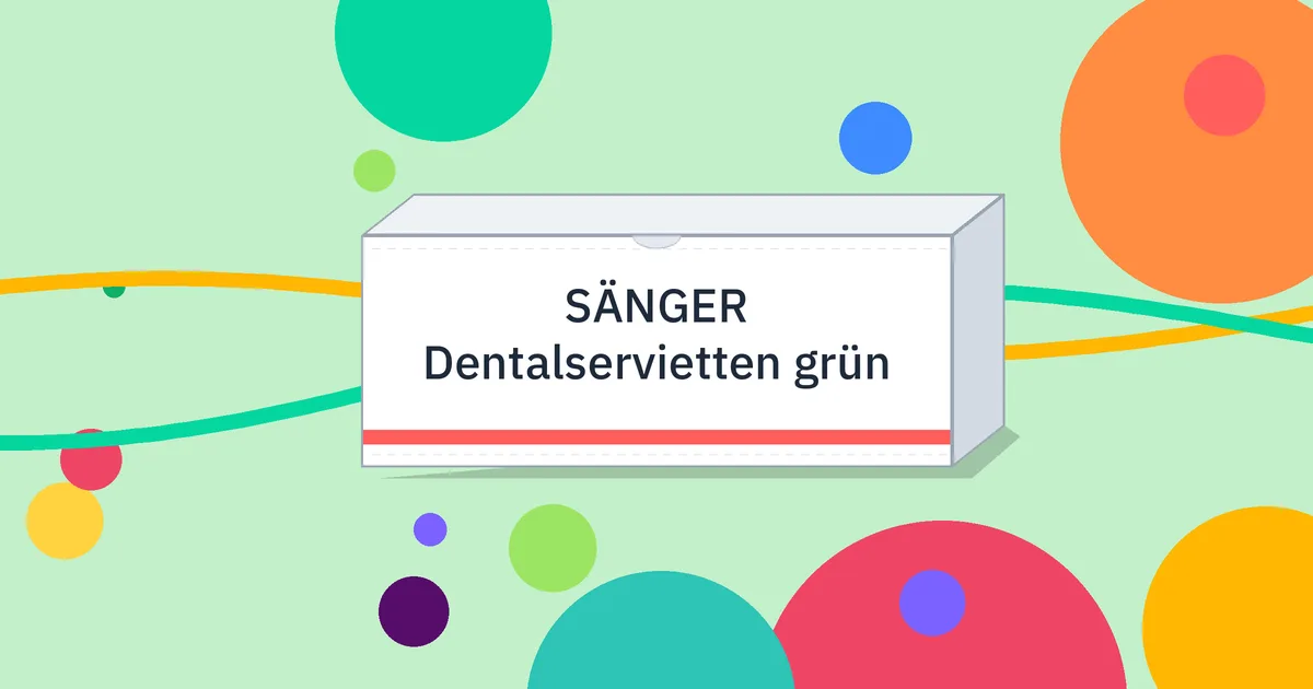 Symbolbild: Packung mit der Aufschrift SÄNGER Dentalservietten grün (PZN 00774173) – Verfügbarkeit und Bezug in Apotheken in Frankfurt am Main