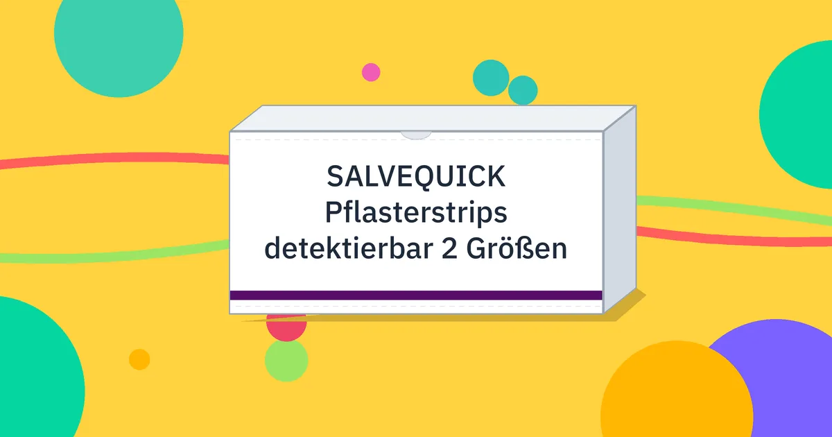 Symbolbild: Packung mit der Aufschrift SALVEQUICK Pflasterstrips detektierbar 2 Größen (PZN 12492215) – Verfügbarkeit und Bezug in Apotheken in Frankfurt am Main