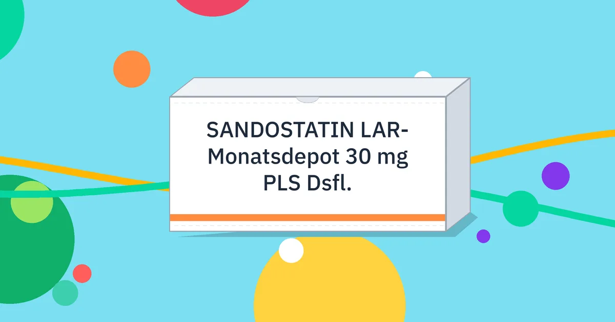 Symbolbild: Packung mit der Aufschrift SANDOSTATIN LAR-Monatsdepot 30 mg PLS Dsfl. (PZN 17669090) – Verfügbarkeit und Bezug in Apotheken in Frankfurt am Main