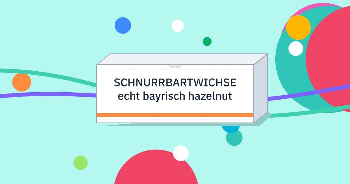 Symbolbild: Packung mit der Aufschrift SCHNURRBARTWICHSE echt bayrisch hazelnut (PZN 16501566) – Verfügbarkeit und Bezug in Apotheken in Frankfurt am Main