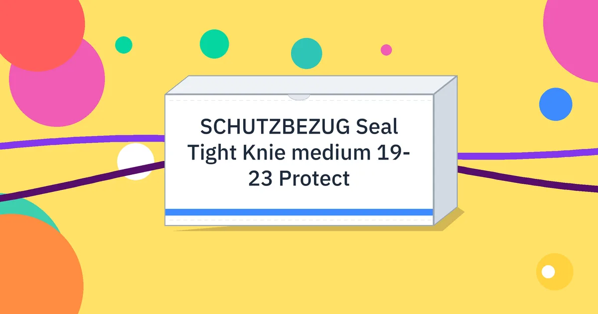 Symbolbild: Packung mit der Aufschrift SCHUTZBEZUG Seal Tight Knie medium 19-23 Protect (PZN 09779166) – Verfügbarkeit und Bezug in Apotheken in Frankfurt am Main