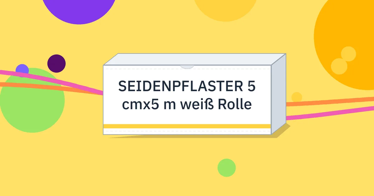 Symbolbild: Packung mit der Aufschrift SEIDENPFLASTER 5 cmx5 m weiß Rolle (PZN 09781565) – Verfügbarkeit und Bezug in Apotheken in Frankfurt am Main
