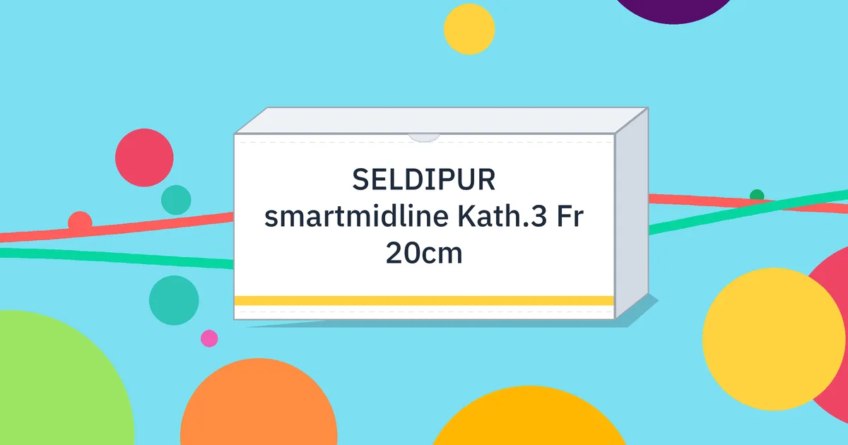 Symbolbild: Packung mit der Aufschrift SELDIPUR smartmidline Kath.3 Fr 20cm (PZN 15263573) – Verfügbarkeit und Bezug in Apotheken in Frankfurt am Main