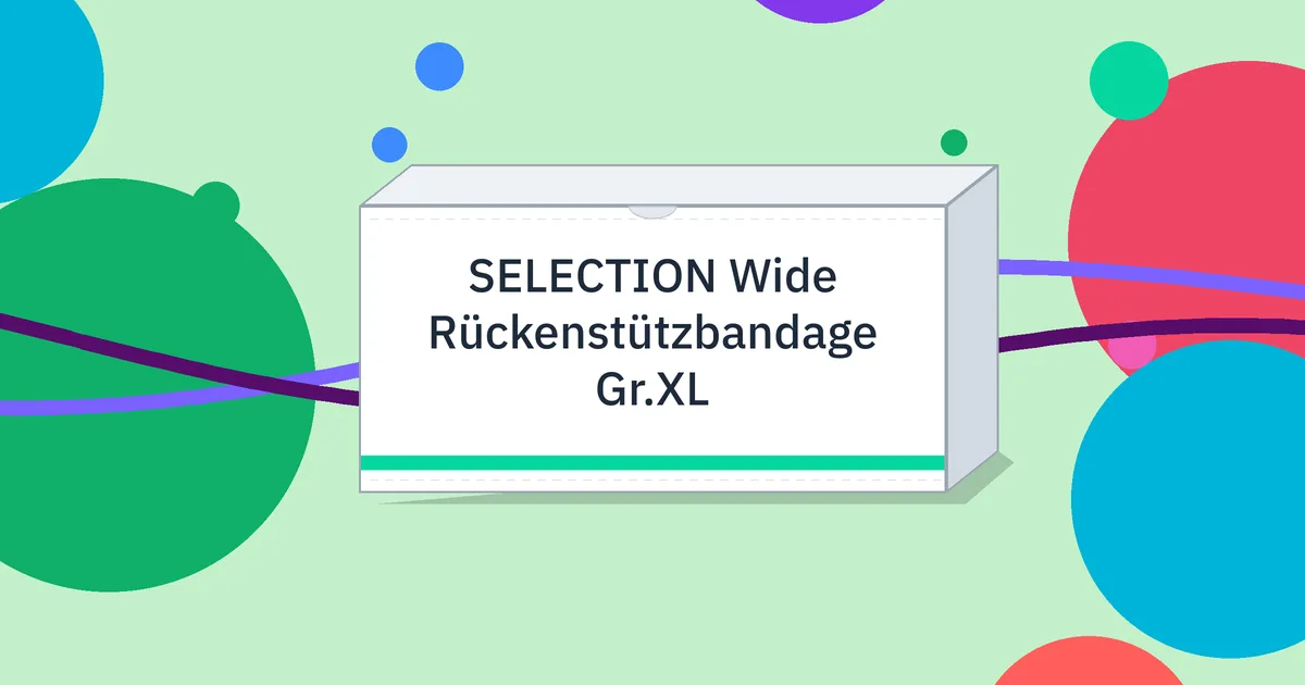 Symbolbild: Packung mit der Aufschrift SELECTION Wide Rückenstützbandage Gr.XL (PZN 19133637) – Verfügbarkeit und Bezug in Apotheken in Frankfurt am Main