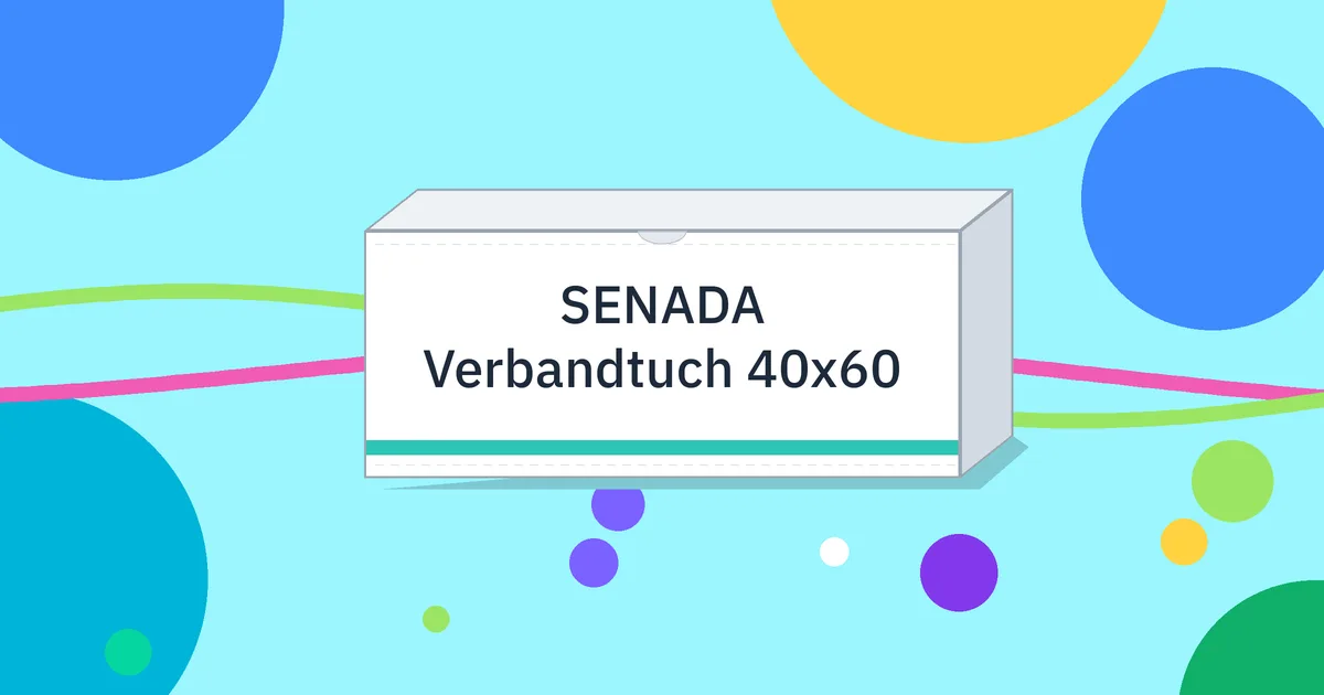 Symbolbild: Packung mit der Aufschrift SENADA Verbandtuch 40x60 (PZN 08421184) – Verfügbarkeit und Bezug in Apotheken in Frankfurt am Main