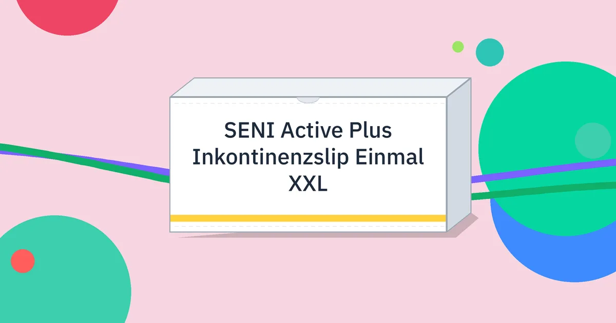 Symbolbild: Packung mit der Aufschrift SENI Active Plus Inkontinenzslip Einmal XXL (PZN 16327944) – Verfügbarkeit und Bezug in Apotheken in Frankfurt am Main