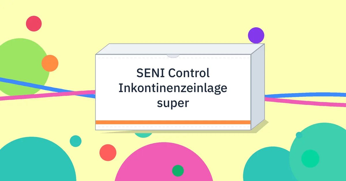 Symbolbild: Packung mit der Aufschrift SENI Control Inkontinenzeinlage super (PZN 14297245) – Verfügbarkeit und Bezug in Apotheken in Frankfurt am Main