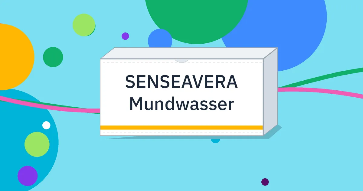 Symbolbild: Packung mit der Aufschrift SENSEAVERA Mundwasser (PZN 07505269) – Verfügbarkeit und Bezug in Apotheken in Frankfurt am Main