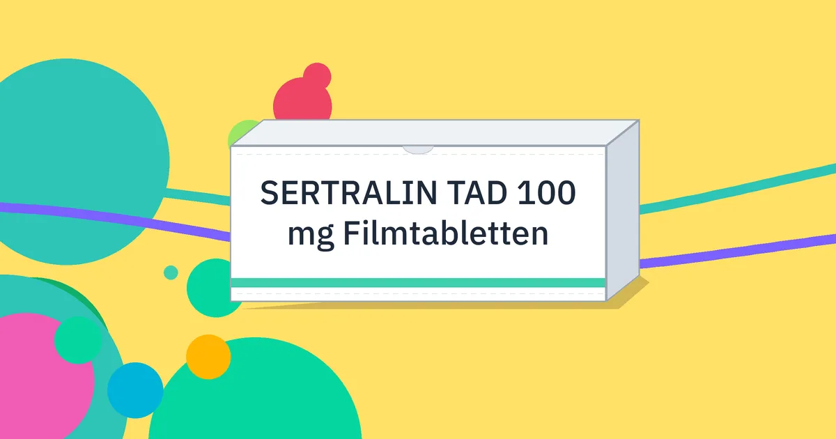 Symbolbild: Packung mit der Aufschrift SERTRALIN TAD 100 mg Filmtabletten (PZN 16804232) – Verfügbarkeit und Bezug in Apotheken in Frankfurt am Main