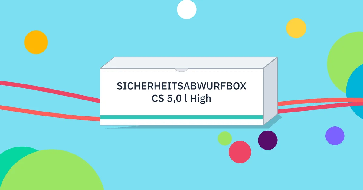 Symbolbild: Packung mit der Aufschrift SICHERHEITSABWURFBOX CS 5,0 l High (PZN 06447647) – Verfügbarkeit und Bezug in Apotheken in Frankfurt am Main
