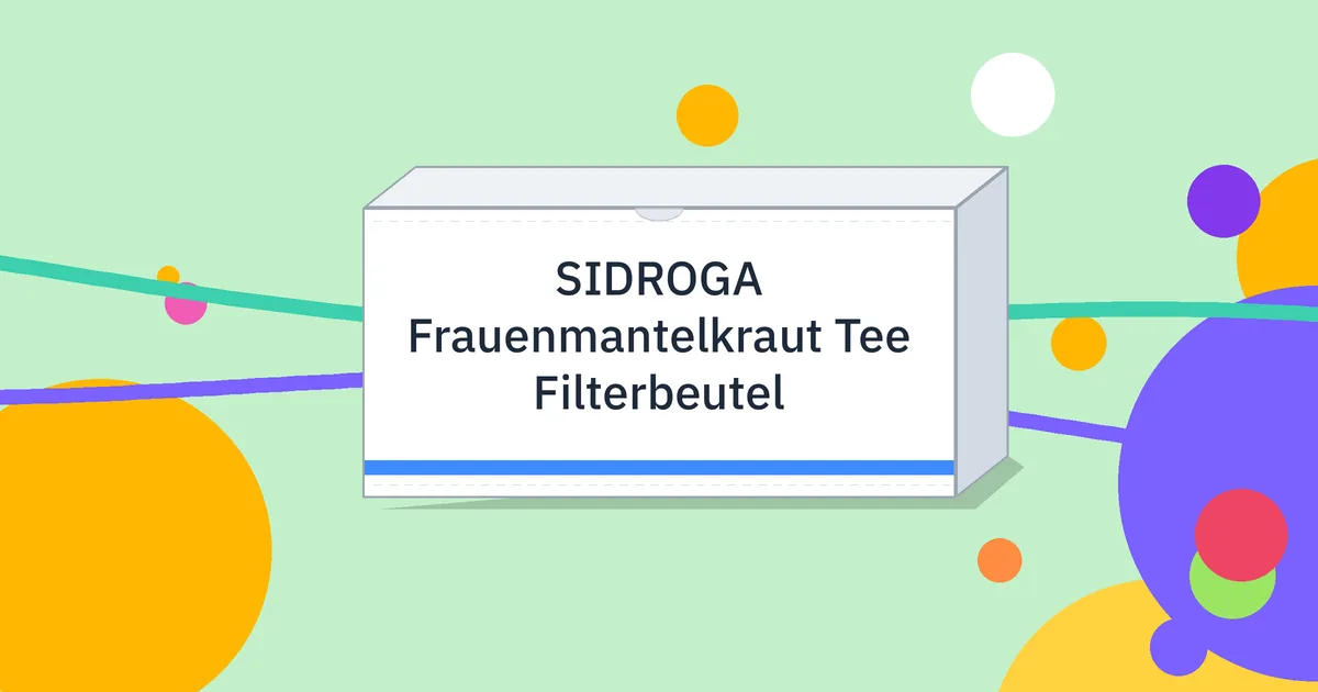 Symbolbild: Packung mit der Aufschrift SIDROGA Frauenmantelkraut Tee Filterbeutel (PZN 03916260) – Verfügbarkeit und Bezug in Apotheken in Frankfurt am Main