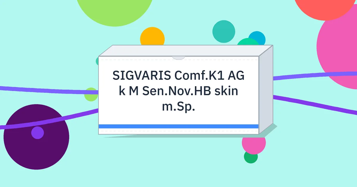 Symbolbild: Packung mit der Aufschrift SIGVARIS Comf.K1 AG k M Sen.Nov.HB skin m.Sp. (PZN 17102615) – Verfügbarkeit und Bezug in Apotheken in Frankfurt am Main