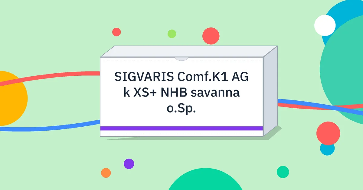 Symbolbild: Packung mit der Aufschrift SIGVARIS Comf.K1 AG k XS+ NHB savanna o.Sp. (PZN 17098842) – Verfügbarkeit und Bezug in Apotheken in Frankfurt am Main